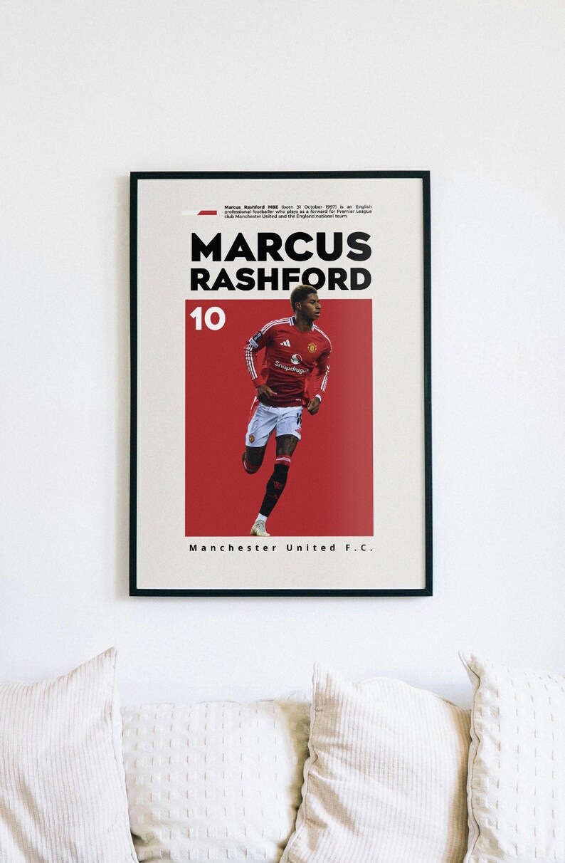 Marcus Rashford Poster, Football Player Poster, Marcus Rashford Print ...