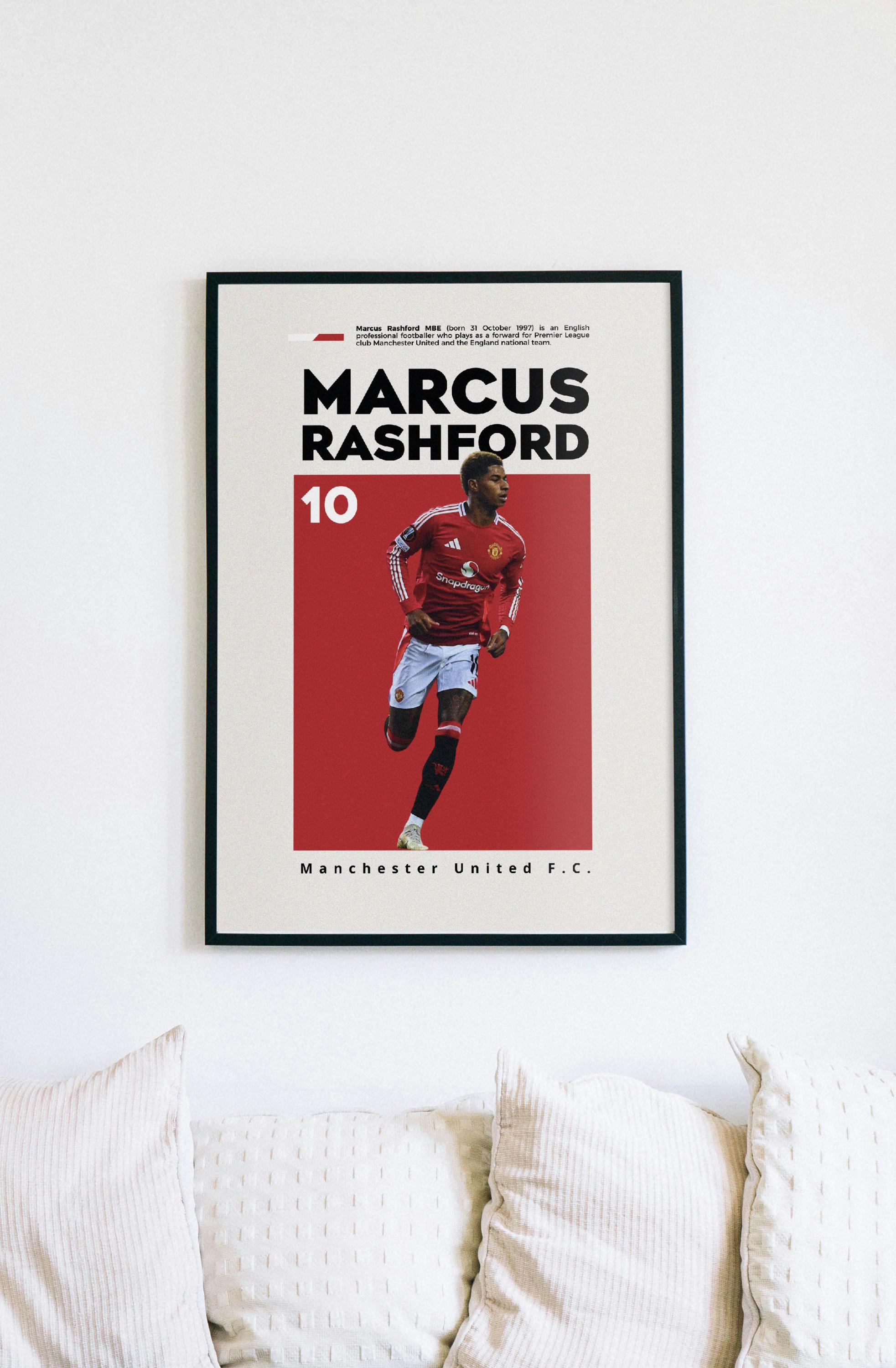 Marcus Rashford Poster, Football Player Poster, Marcus Rashford Print ...