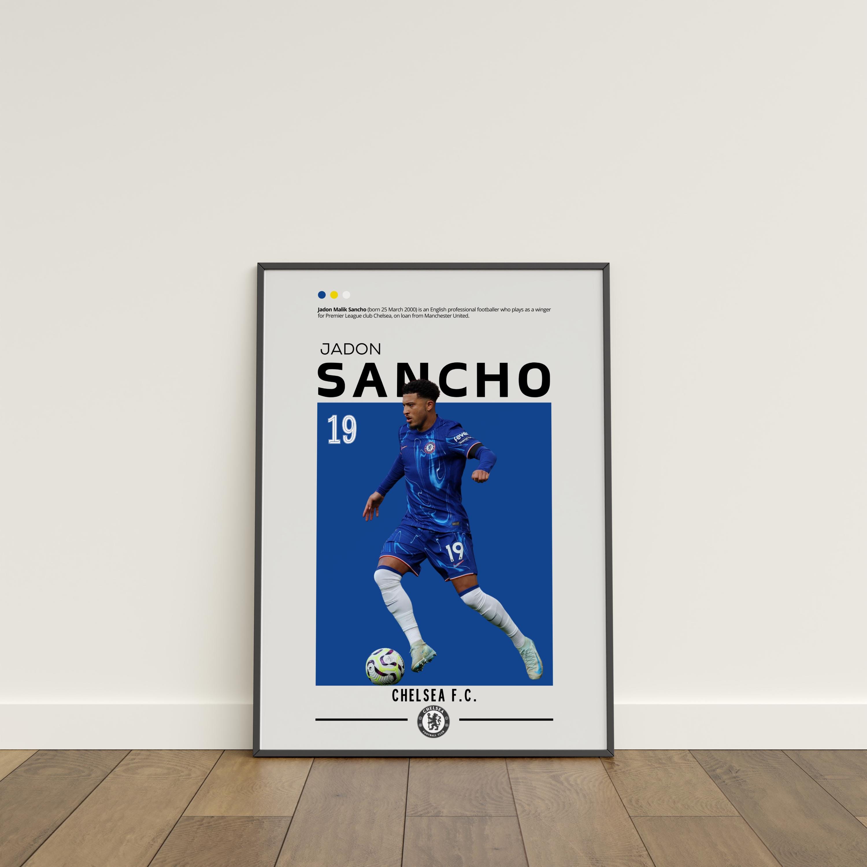Jadon Sancho Poster, Chelsea FC Poster, Sancho Print, Sports Poster ...