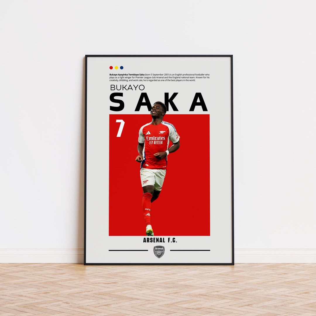 Bukayo Saka Poster, Arsenal FC Poster, Saka Print, Sports Poster ...