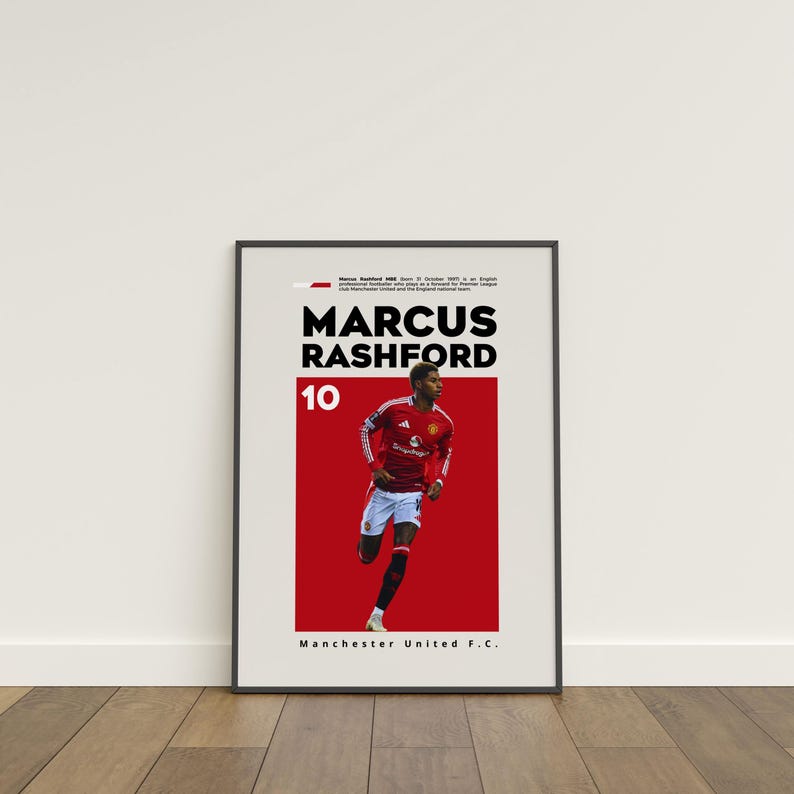 Marcus Rashford Poster, Football Player Poster, Marcus Rashford Print ...