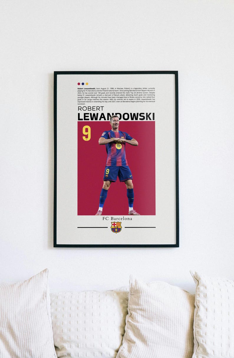 Robert Lewandowski Poster, FC Barcelone Poster, Lewandowski Print ...