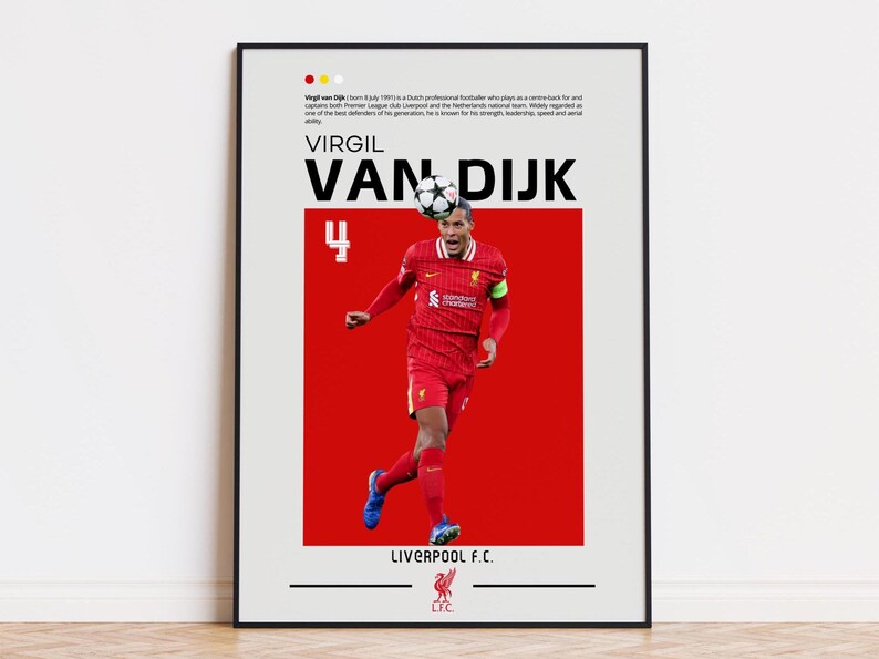 Virgil Van Dijk Poster, Football Player Poster, Virgil Van Dijk Print ...