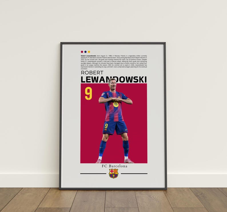 Robert Lewandowski Poster, FC Barcelone Poster, Lewandowski Print ...