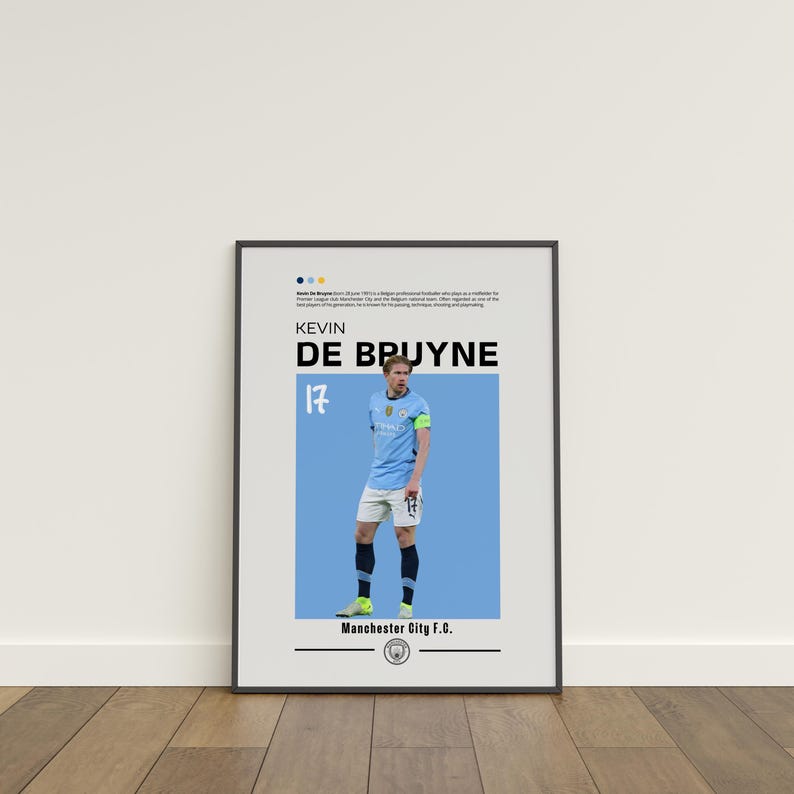 Kevin De Bruyne Poster, Manchester City FC Poster, De Bruyne Print ...