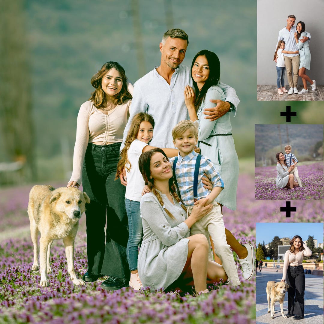 Custom Photo Merge Portrait | Realistic Family Image (digital File) - Etsy