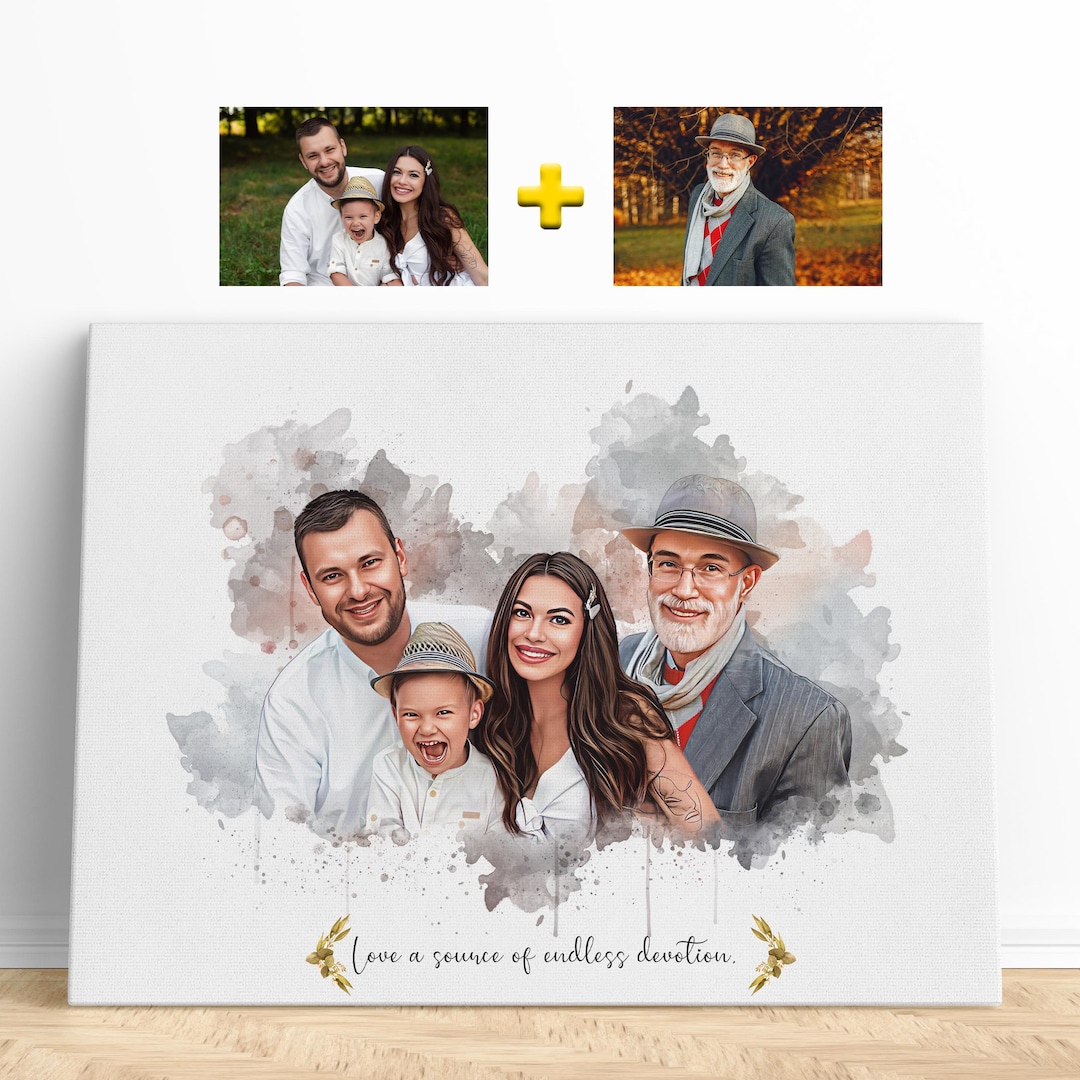 Custom Merge Photos Into One - Watercolor Portrait – Multiple Photos to ...