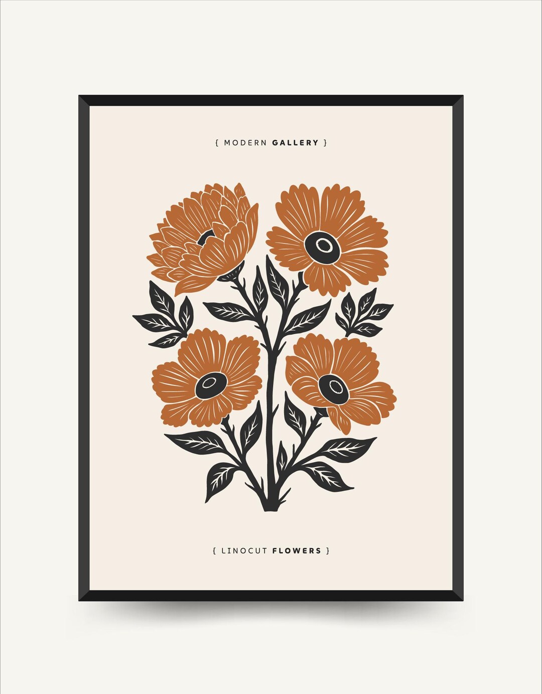 Modern Linocut Floral Art Digital Download - Botanical Printable Decor ...