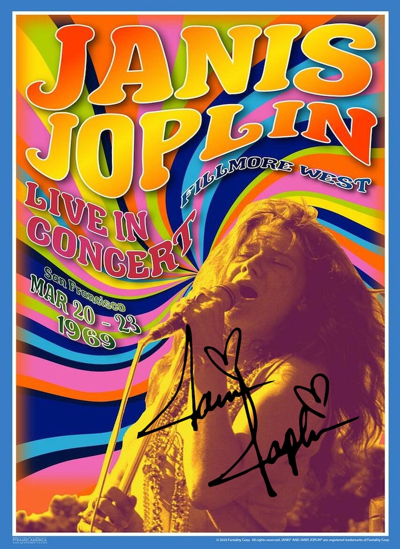 Janis Joplin Signed Vintage Poster Print Autograph Retro - Etsy