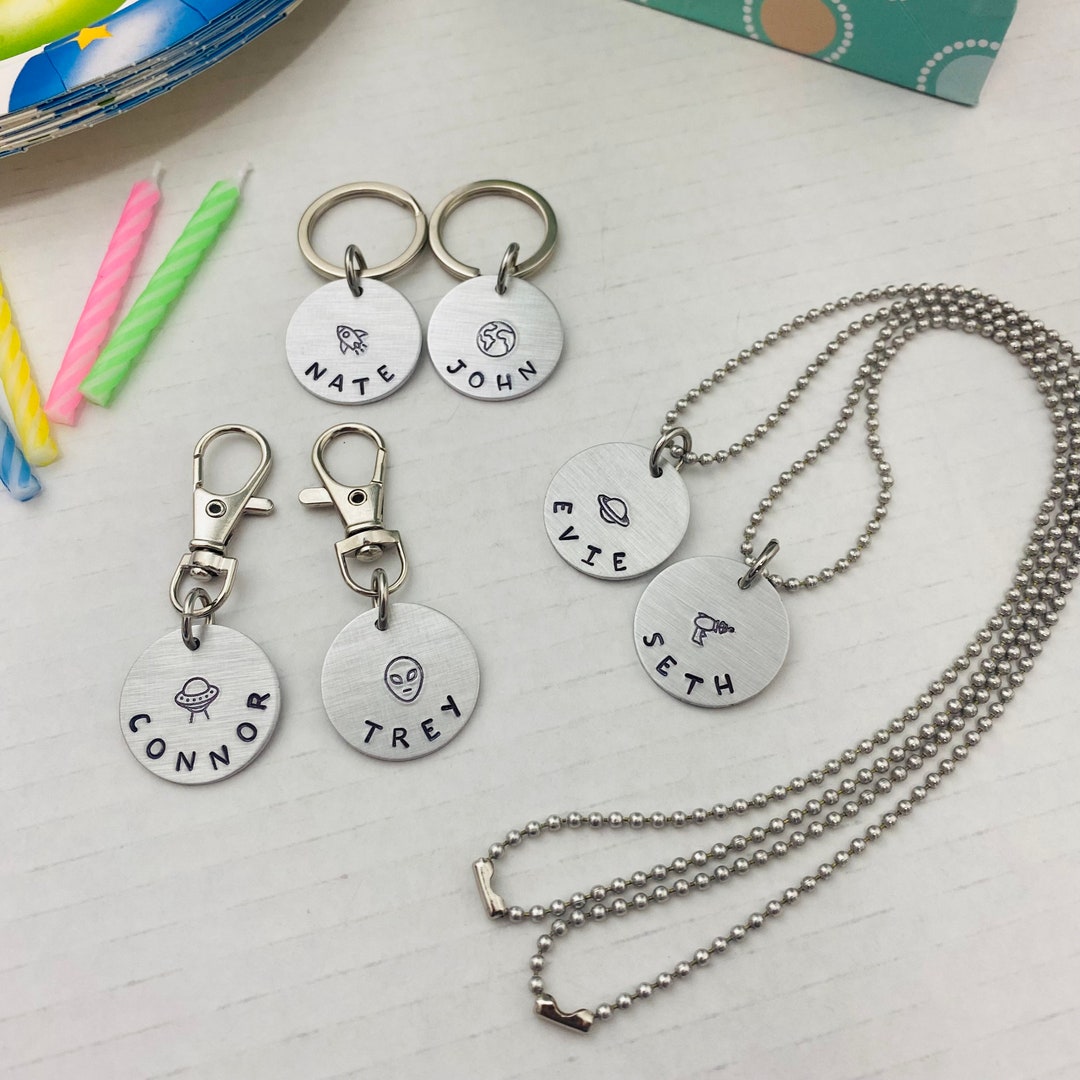 Space Themed Custom Name Tag Label | Keychain/backpack Clip/necklace ...