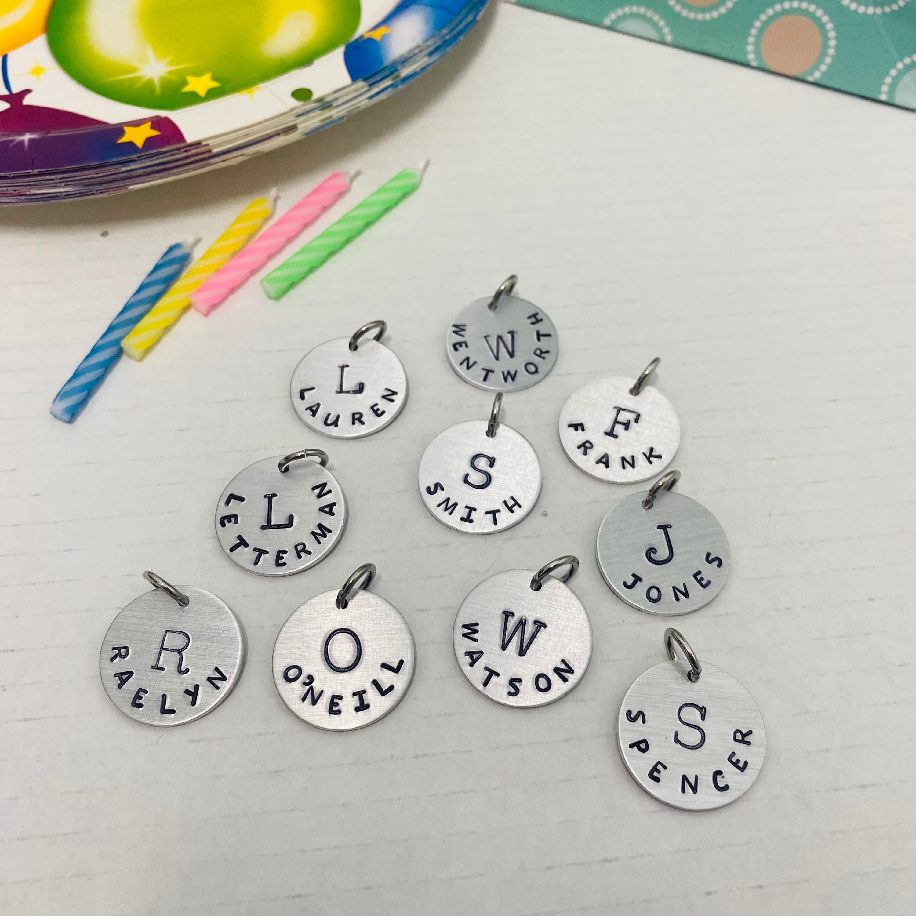 Initial & Name Tags Custom Party Favors Hand-stamped Personalized ...