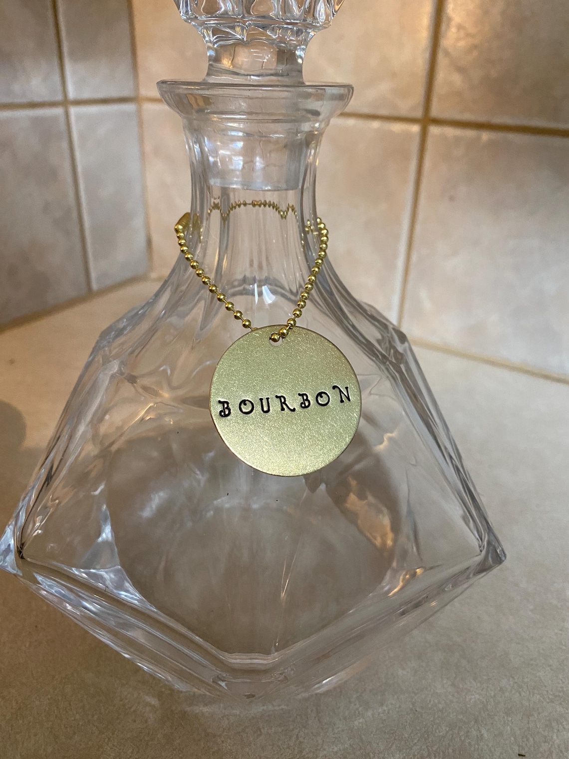 Custom Whiskey Tags | Gold Colored Brass Liquor Markers | Hand Stamped ...