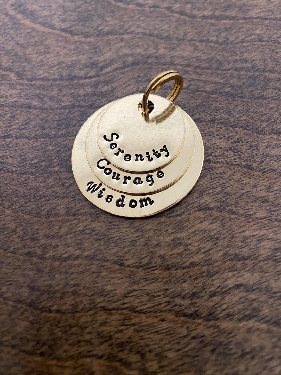Stacked Keychain - up to 4 Words or Names - Hand Stamped Brass - Label ...