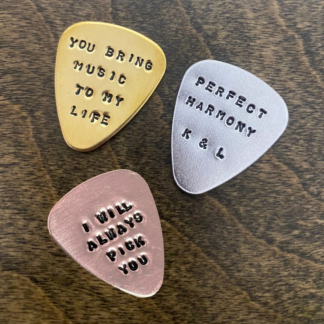 Personalized Guitar Pick | Customizable Brass, Aluminum, or Copper ...