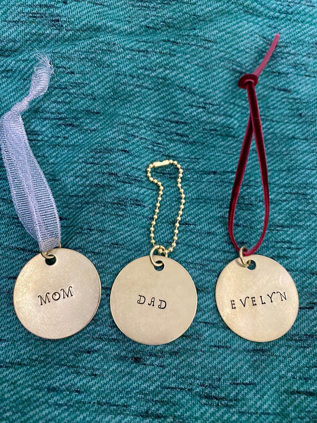 Stocking Name Tags | Gold Colored Brass Stocking Markers | Hand Stamped ...