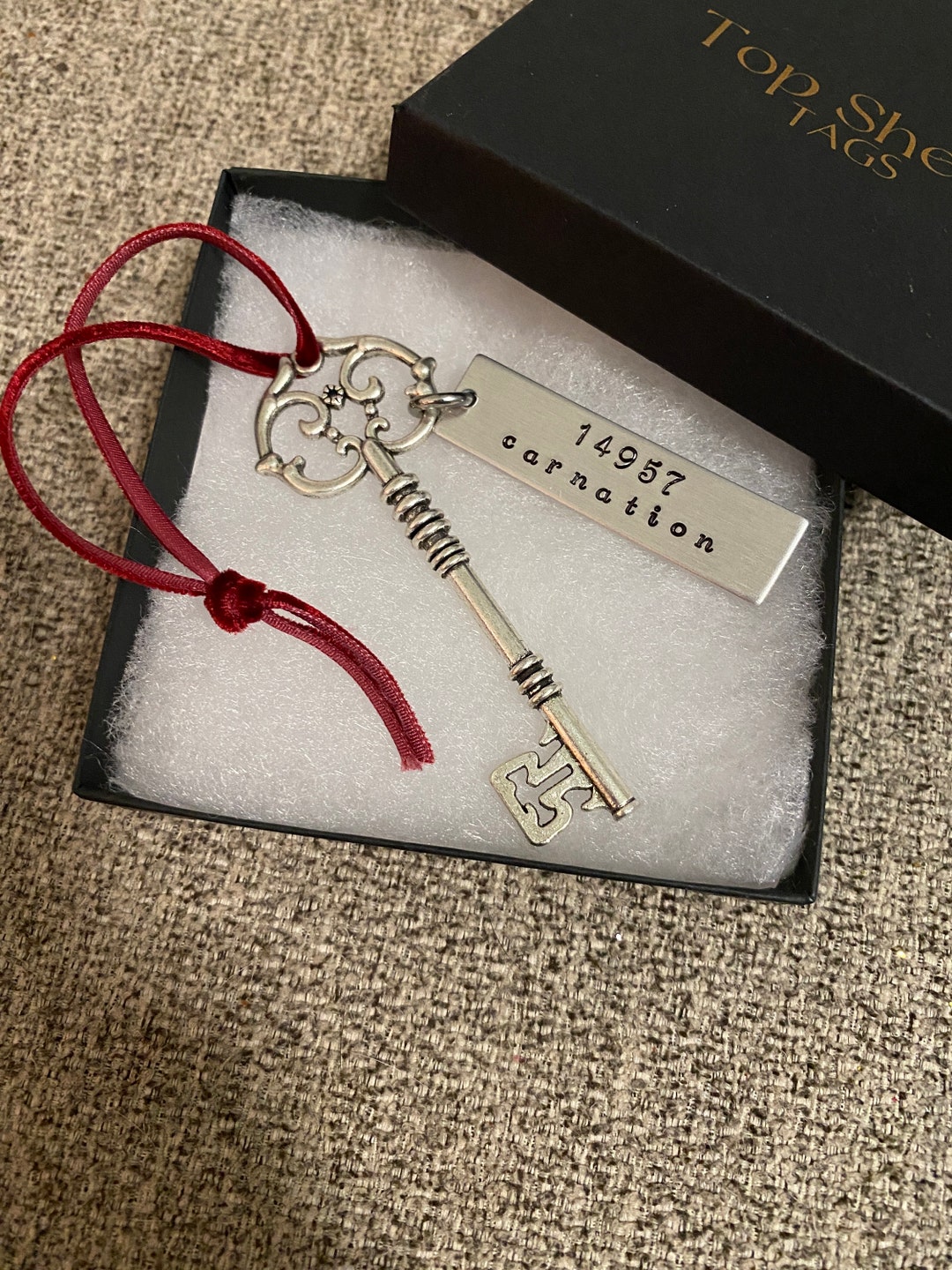 Custom Address Ornament - New Home Silver Key Gift - Personalizable ...