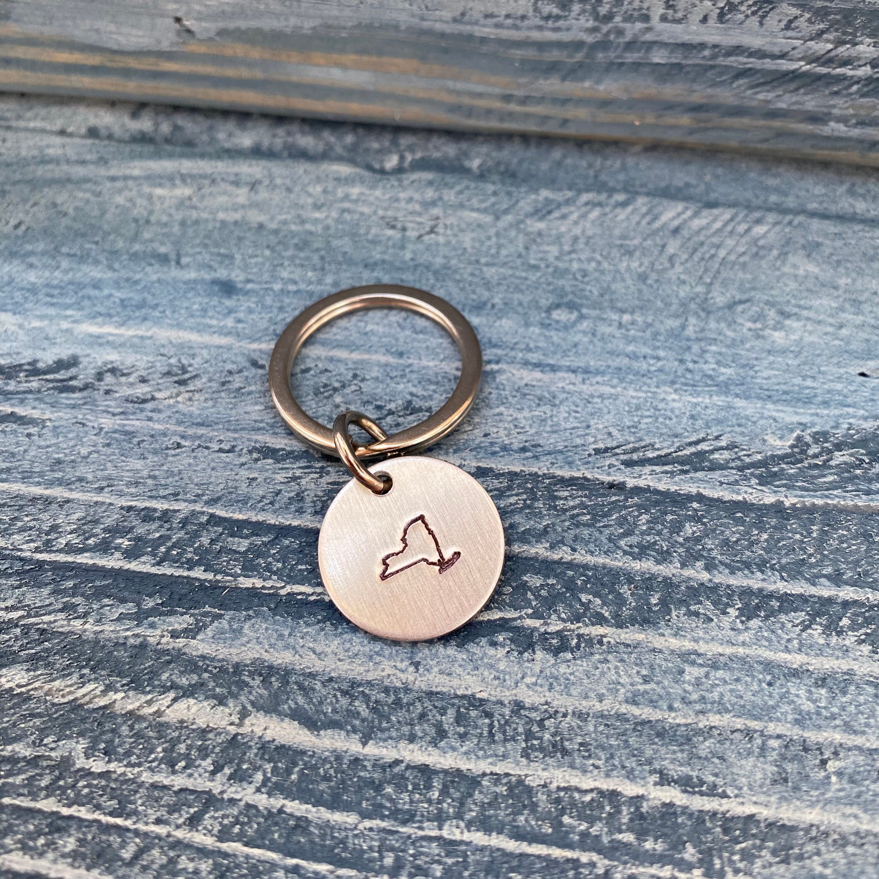 Customizable USA State Shape Outlines Keychain Hand-stamped - Etsy