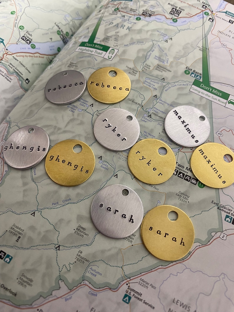 Name Tags | Hand Stamped | Individual Name Labes | Brass or Aluminum ...