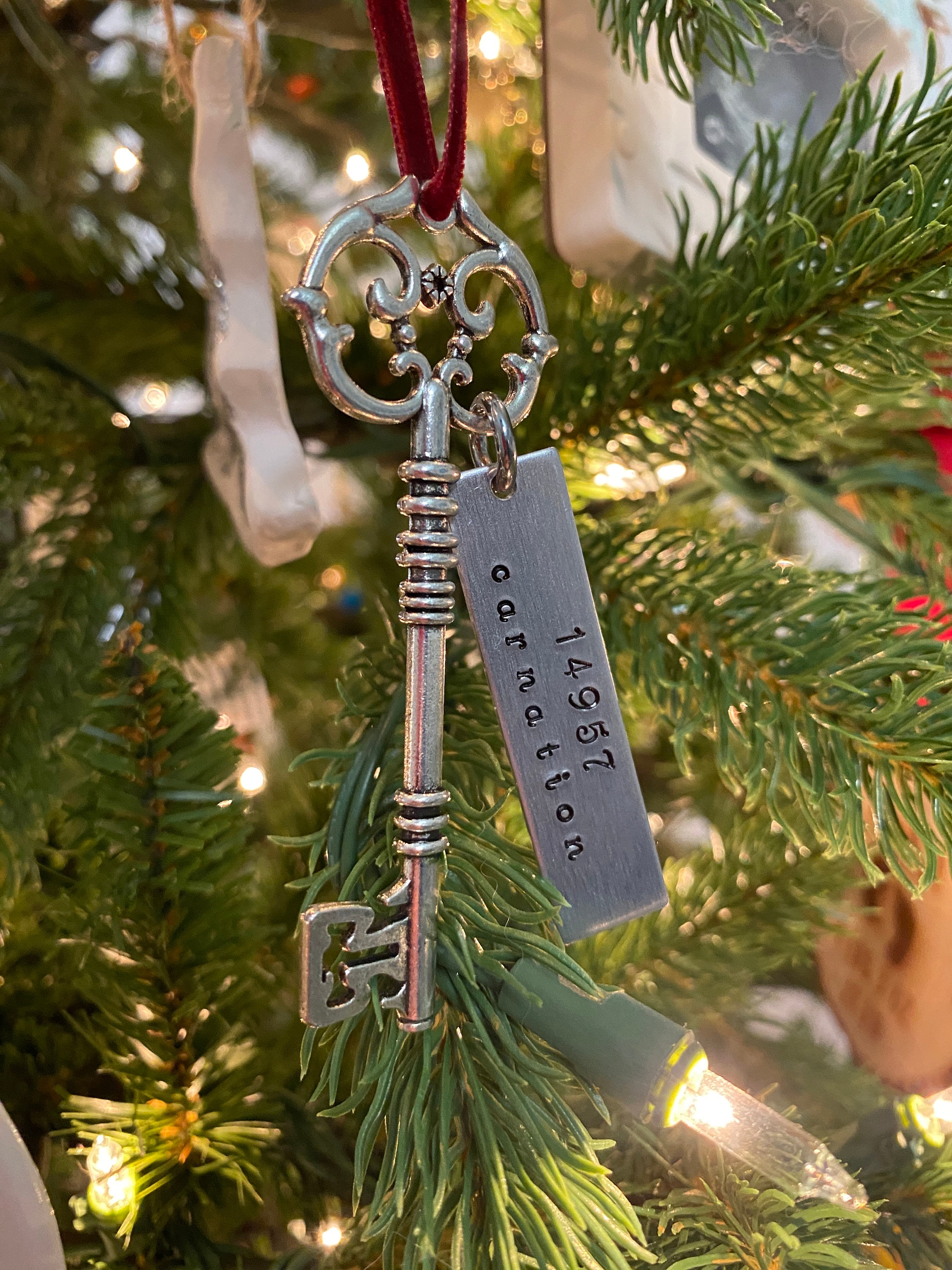 Custom Address Ornament - New Home Silver Key Gift - Personalizable ...