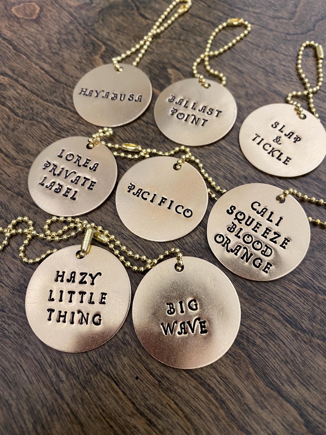 Custom Whiskey Tags | Gold Colored Brass Liquor Markers | Hand Stamped ...