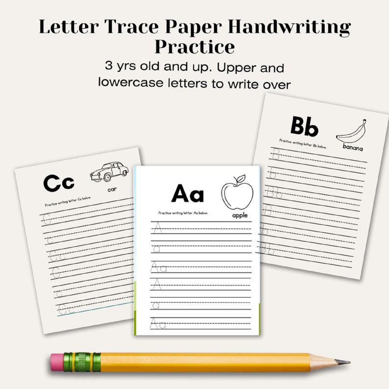 Printable Upper and Lower Case Letter Trace Paper, Handwriting Practice ...