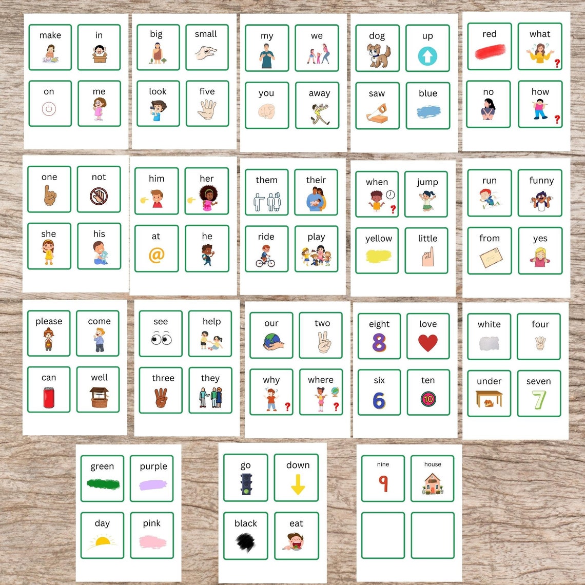 70 Kindergarten Sight Words Picture Cues Printable High Frequency ...