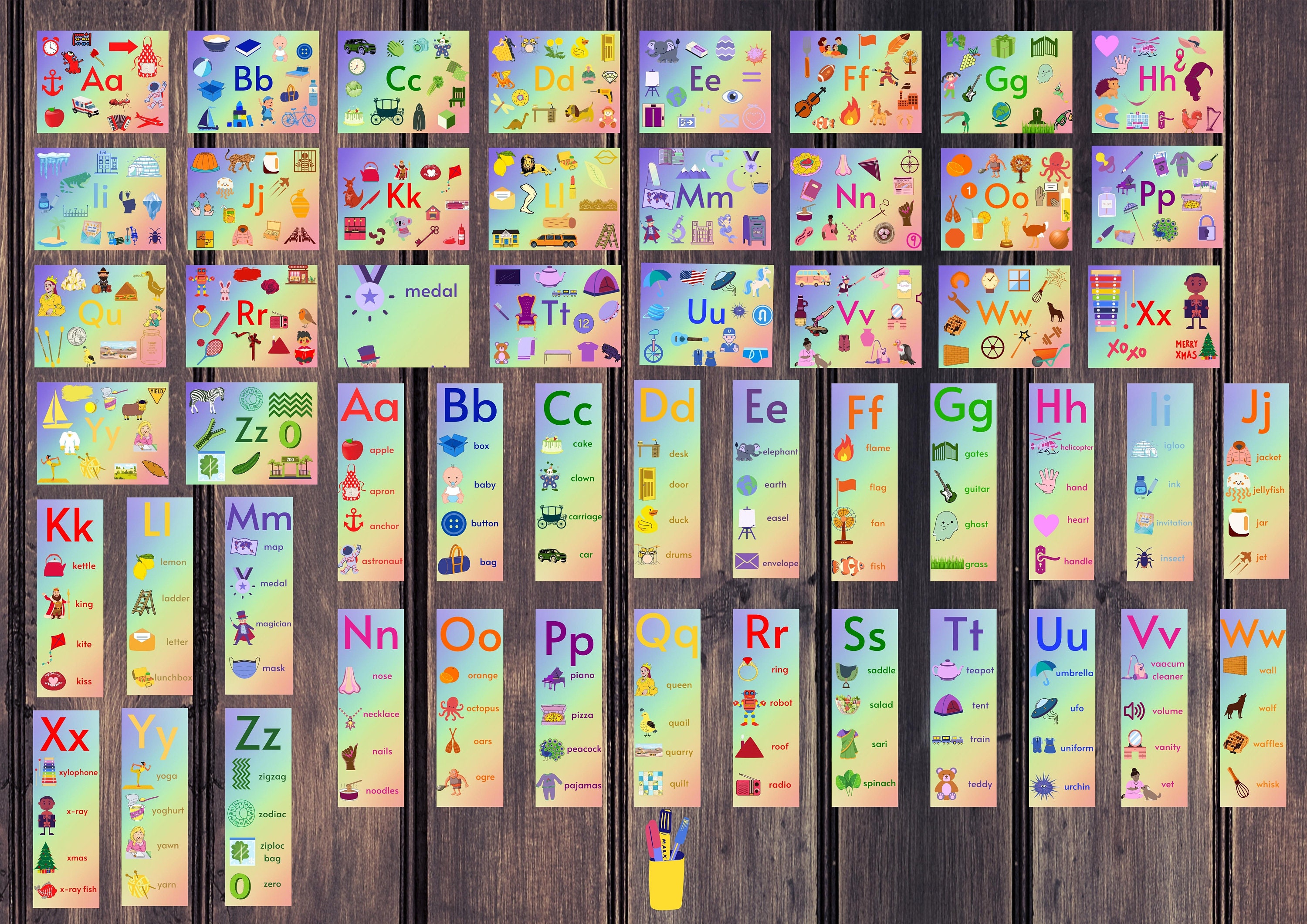 Alphabet Wordwall Color Coded Pre-k Kindergarten Homeschool Word Wall ...