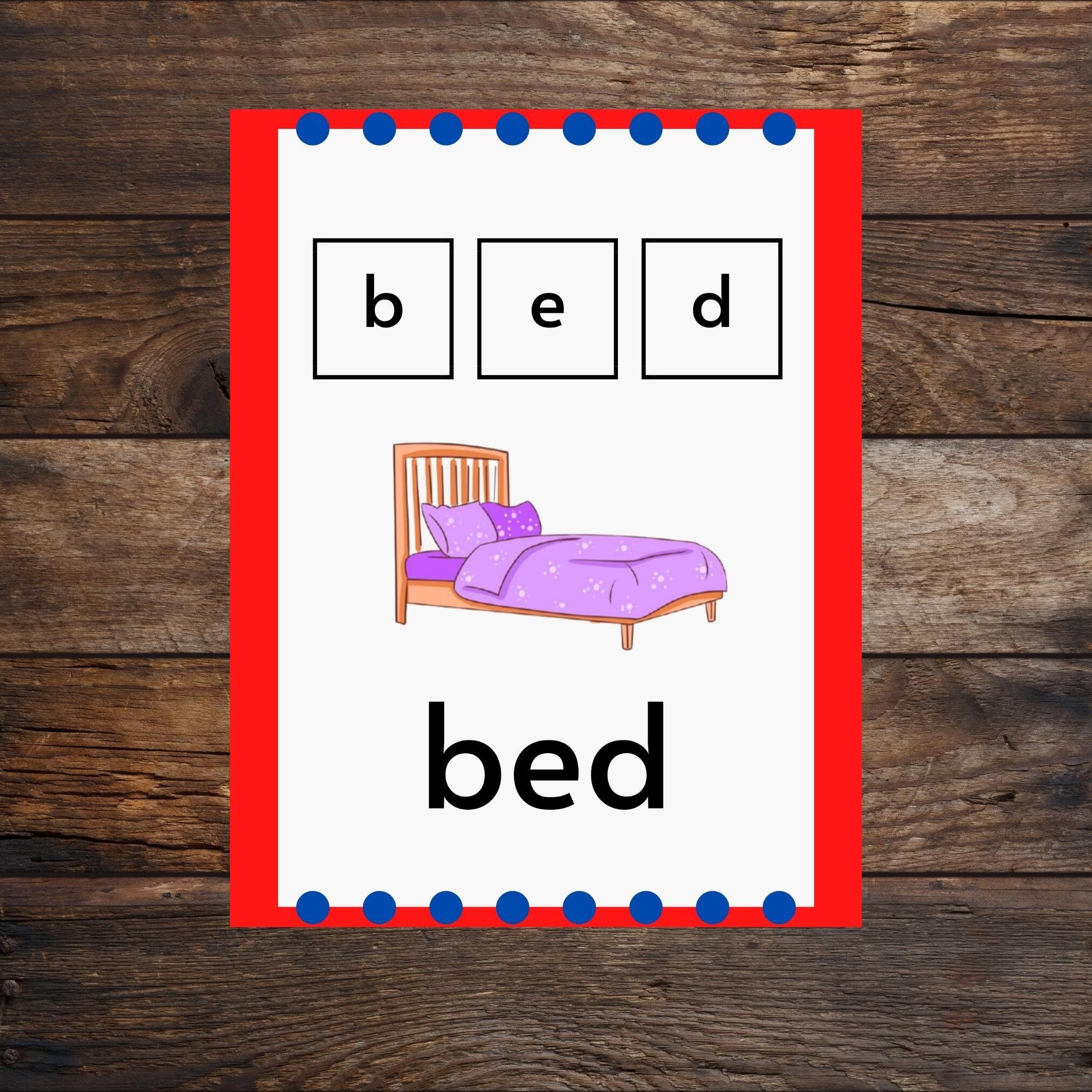 CVC 50 Piece Word Wall Flashcards Playing Cards Worksheets Say Read ...