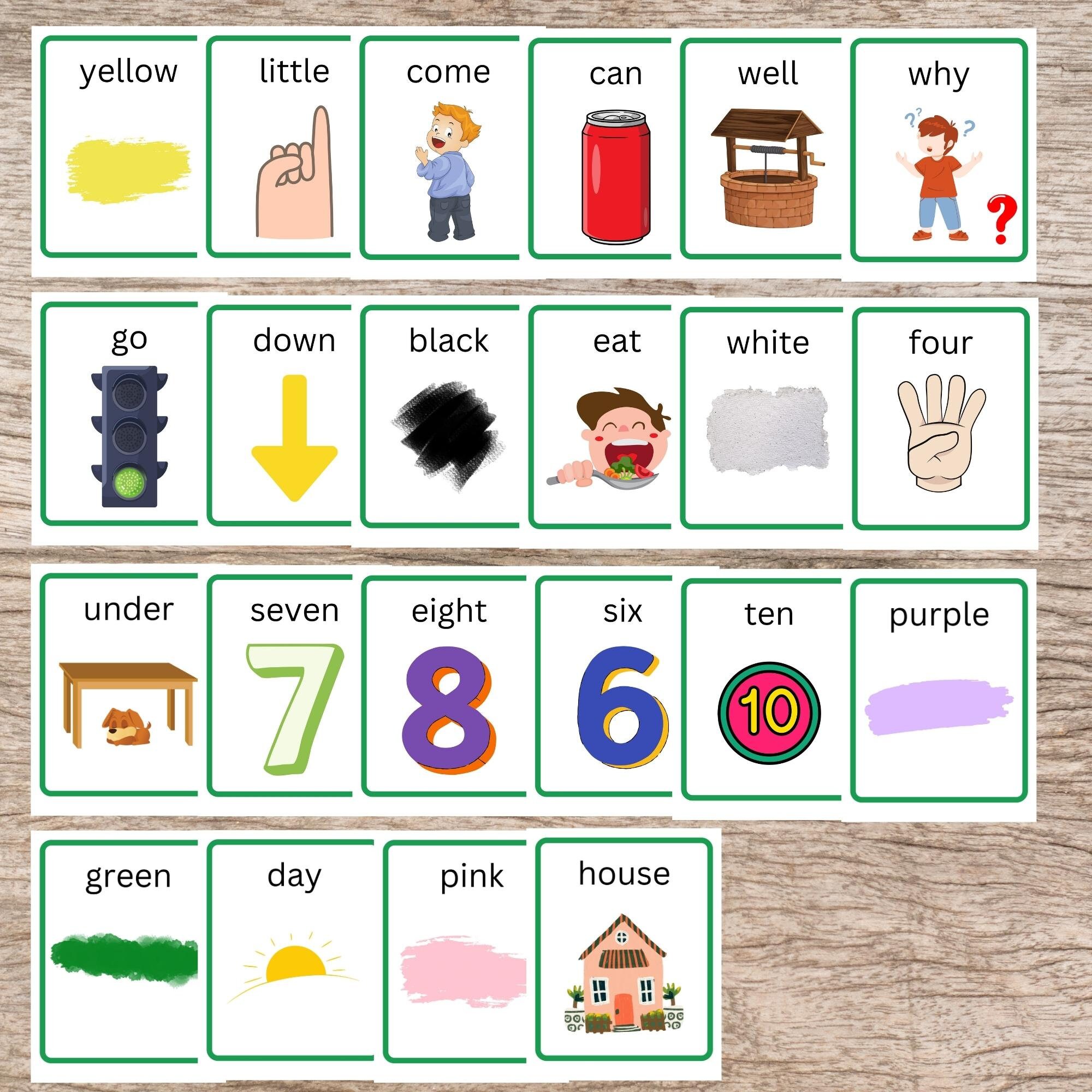 Talking 70 Kindergarten Sight Words Picture Cues Printable High ...