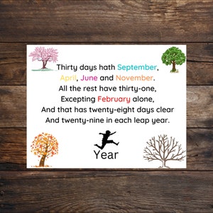 Months of the Year, Wordwall, Color Coded, Poem, Classroom, Homeschool ...