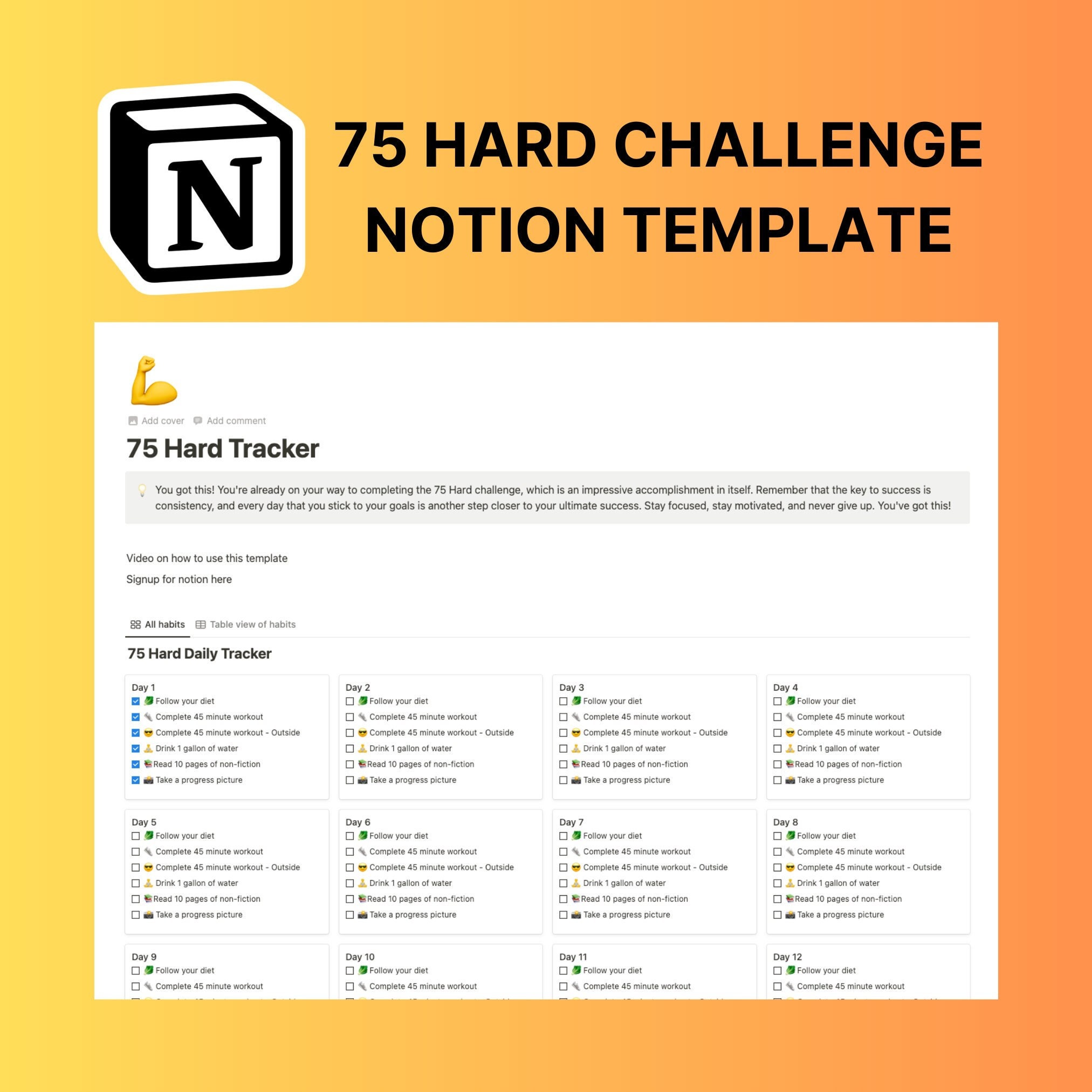 75 Hard Challenge Notion Template 75 Hard Challenge Notion Template