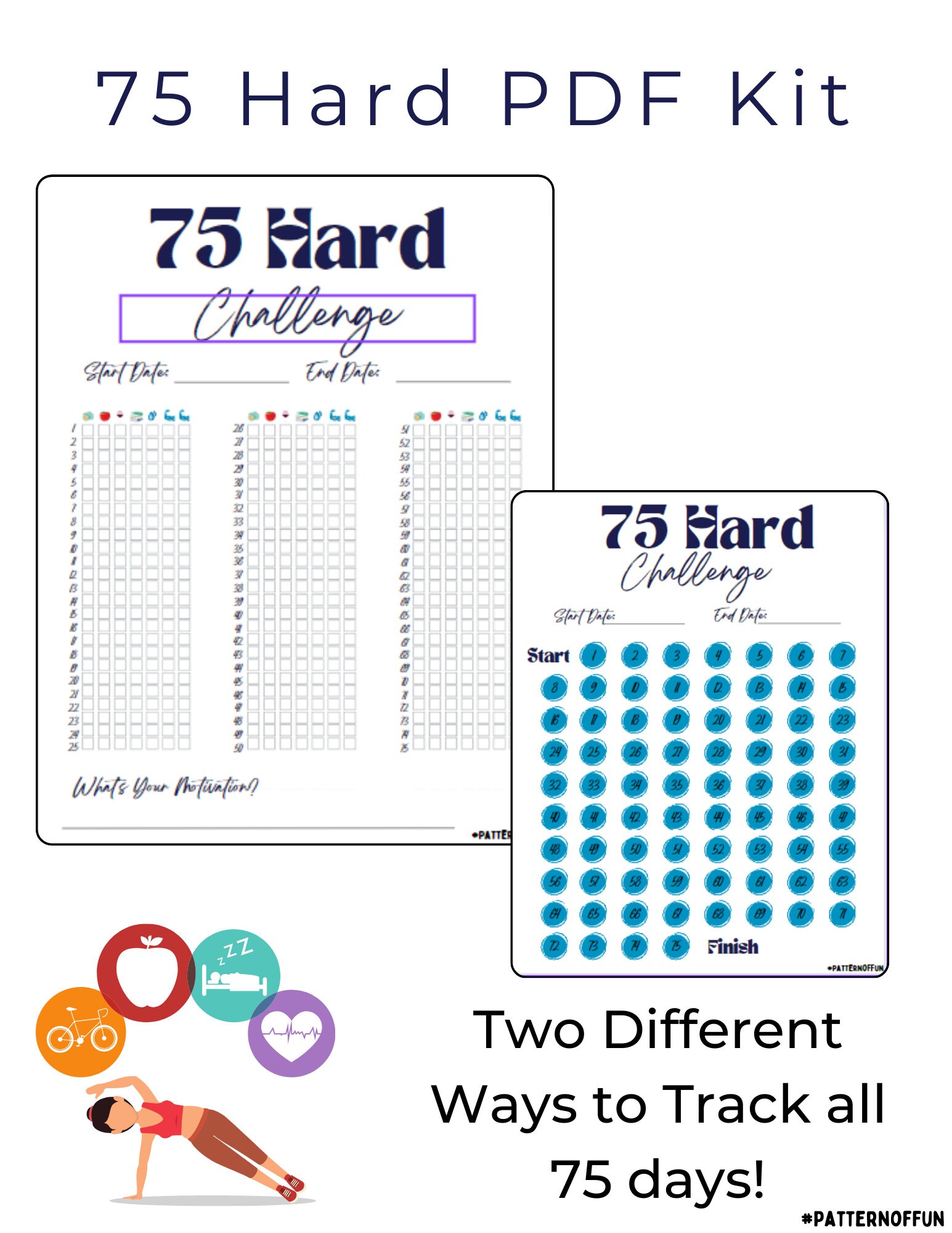 75 Hard Challenge Printable 75 Day Hard Challenge Template Workout Plan ...