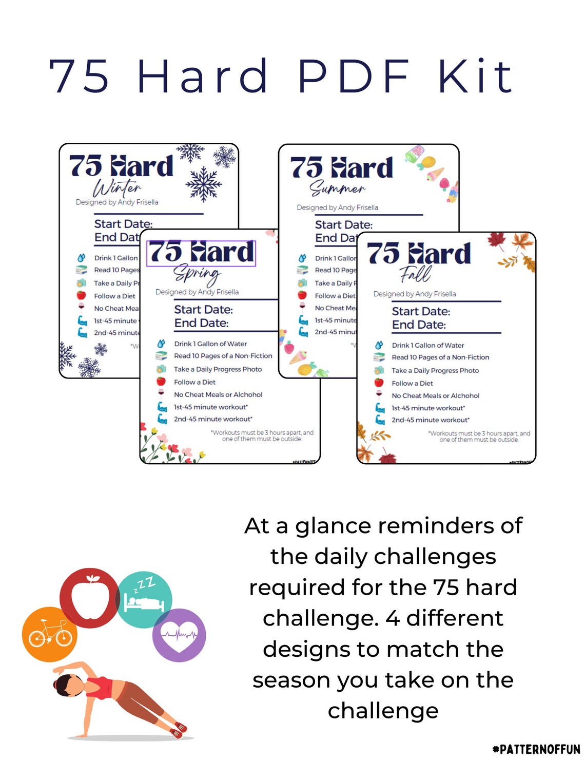 75 Hard Challenge Printable 75 Day Hard Challenge Template Workout Plan ...