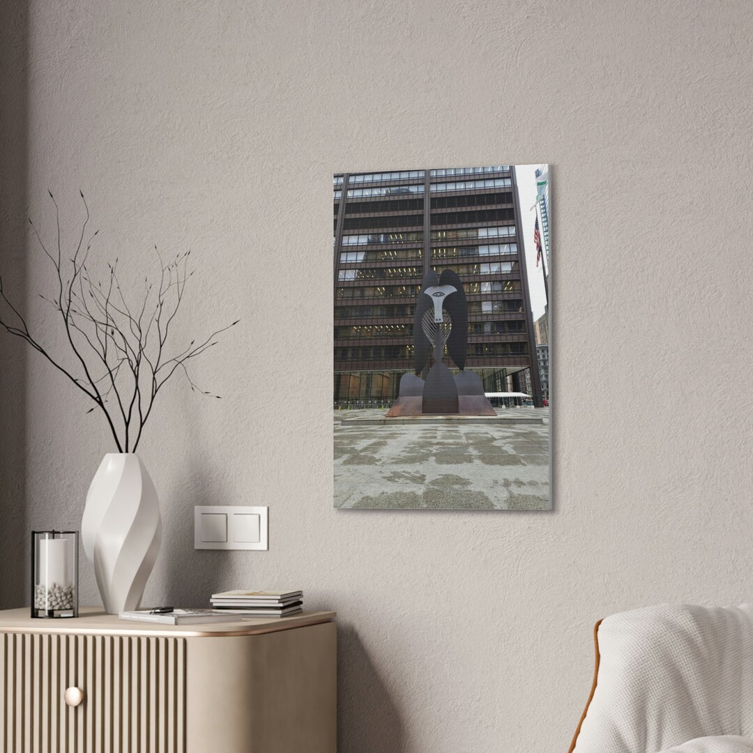 Chicago Picasso Statue Stretched Canvas Print: Daley Center Art - Etsy