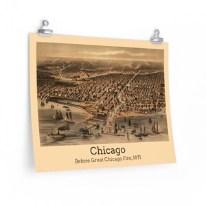 Chicago Bird's Eye View Poster: Pre-great Fire Historic Map - Etsy