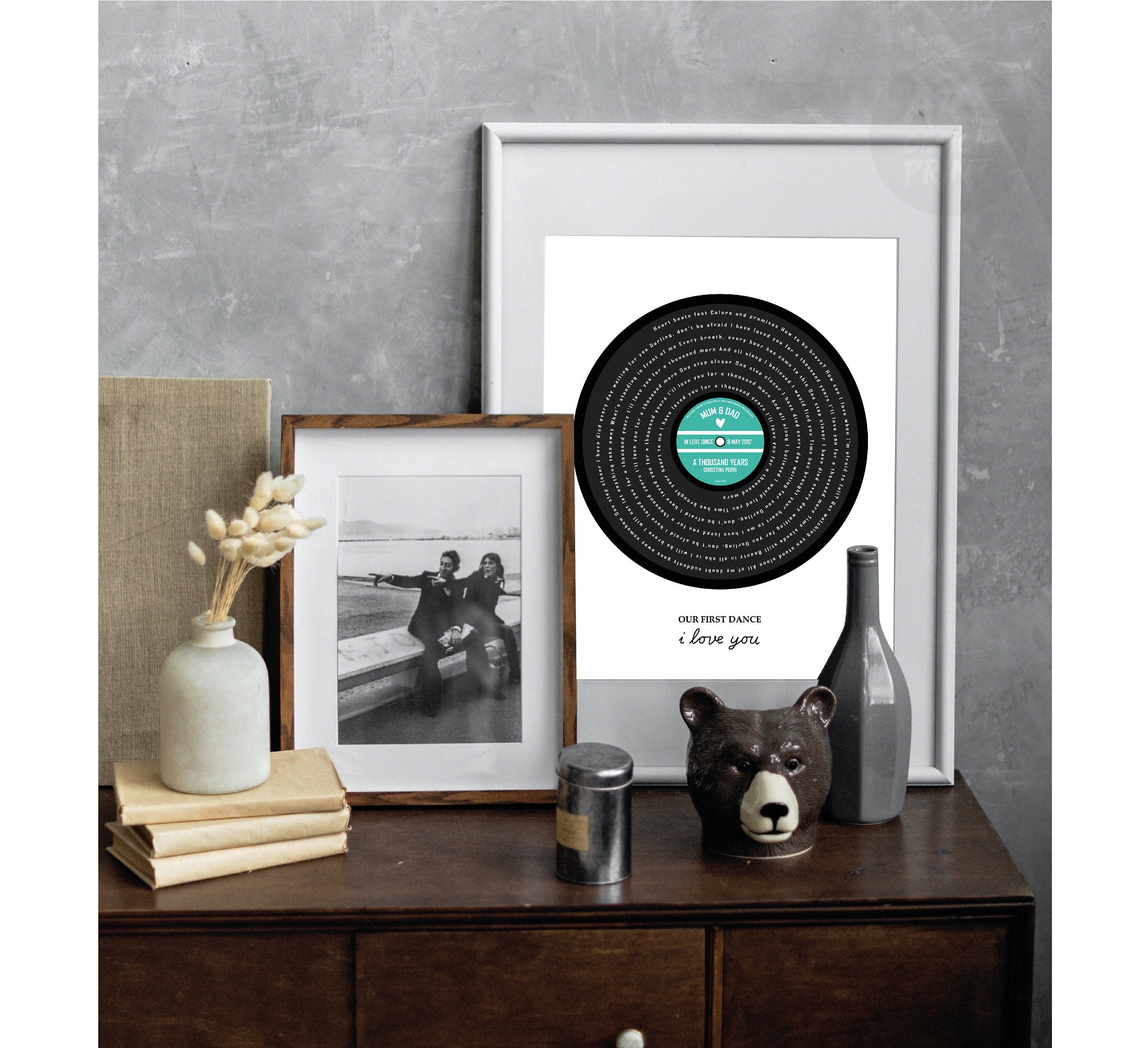 Digital Personalised Song Lyrics Print in a Vinyl Record Label Style ...