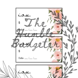 IOU Floral Cards - PDF Printable - Etsy