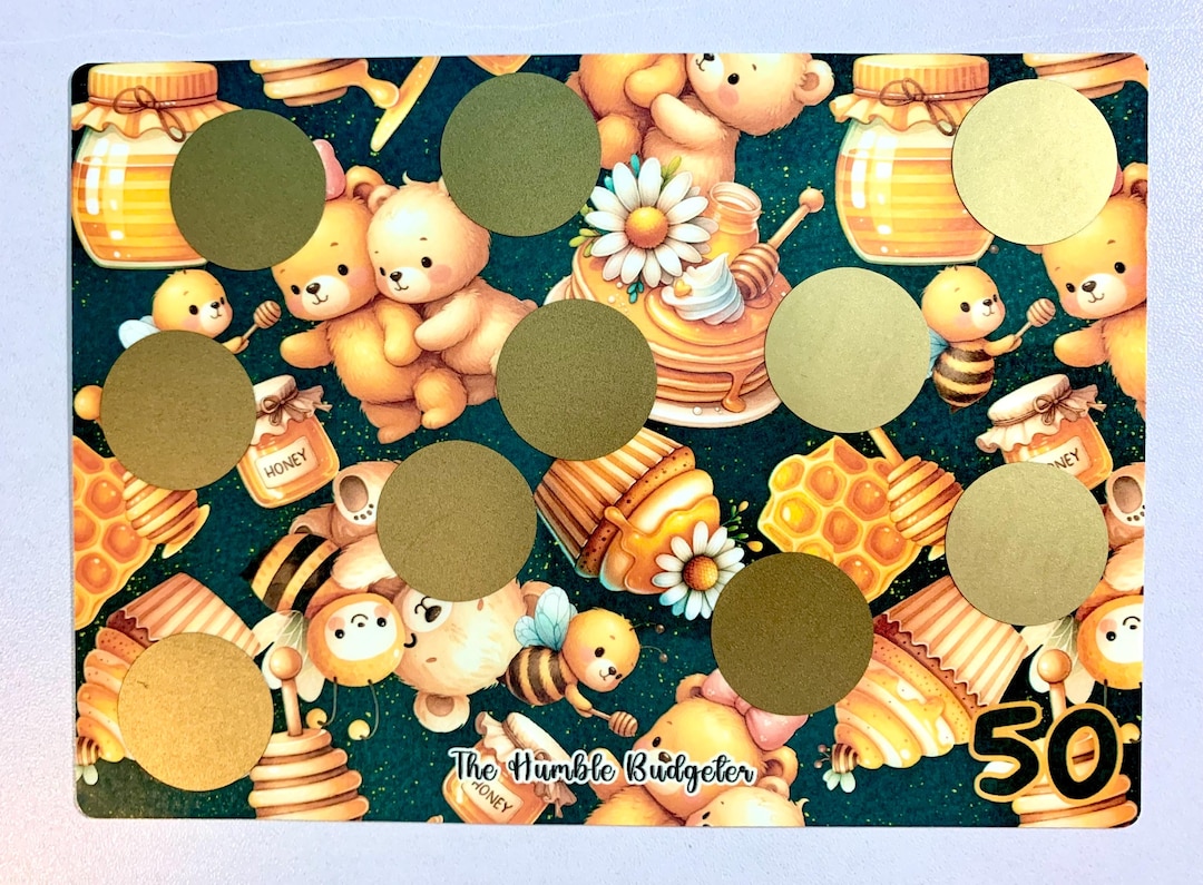 Honey Bees and Bears Scratch-off Savings Challenge | Low Budget - Etsy