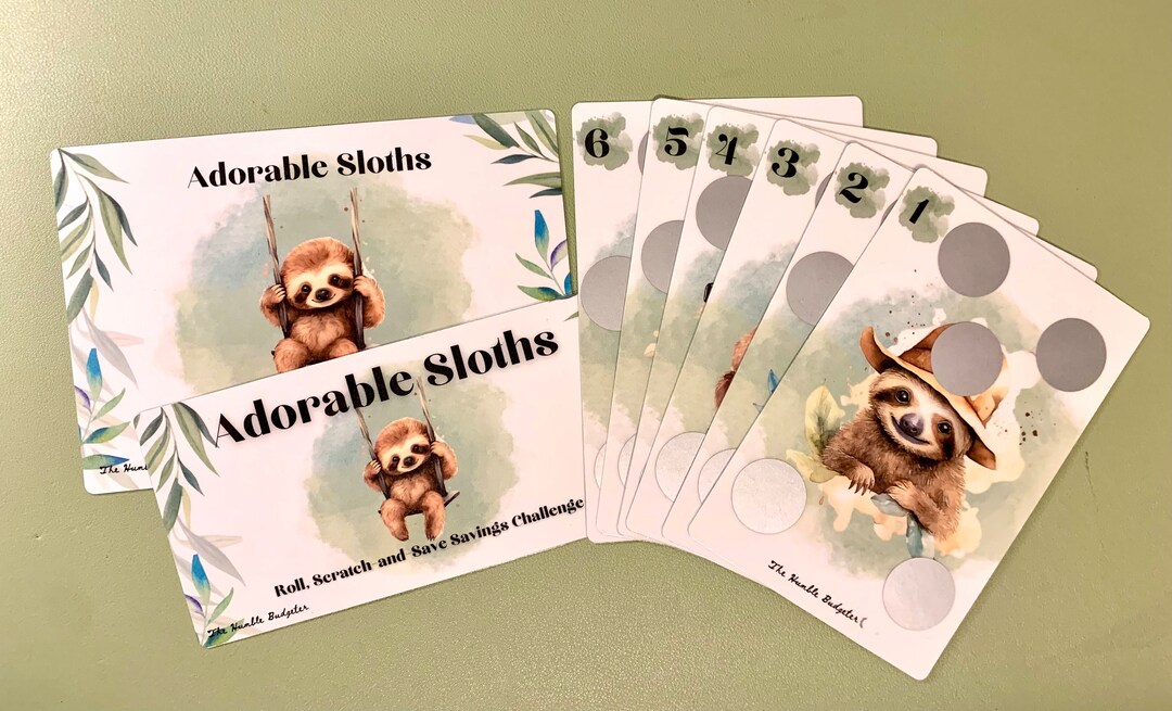 Adorable Sloths Roll, Scratch-and-save Savings Challenge 205 Savings D6 ...