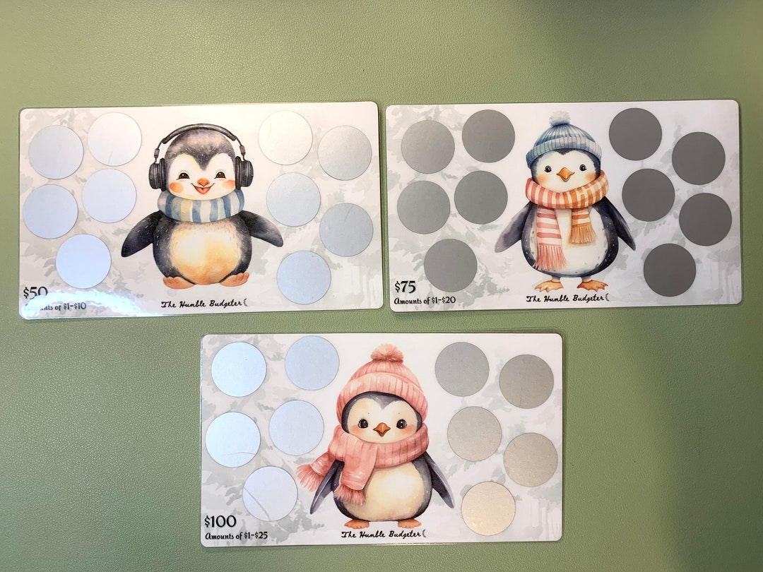 Cozy Penguins Scratch-off Savings Challenge Low Income - Etsy