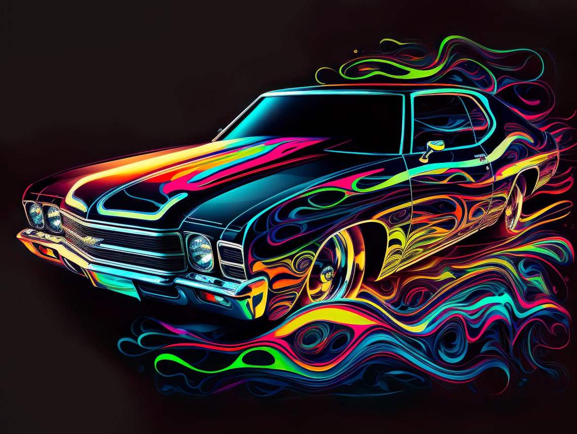 Custom Abstract Neon Car Wall Art - Etsy