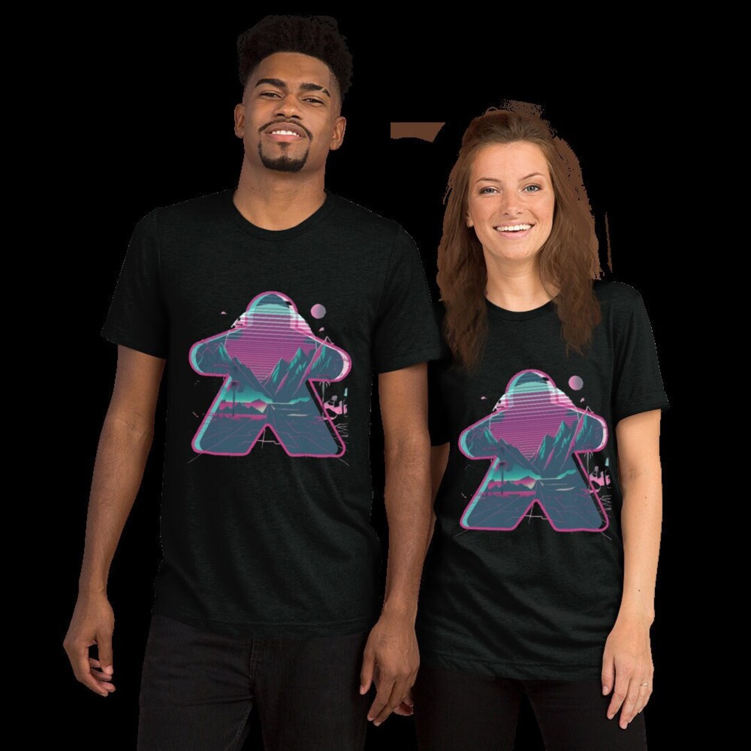 Synthwave Meeple T-shirt - Retro-inspired Board Game T-shirt for Men ...