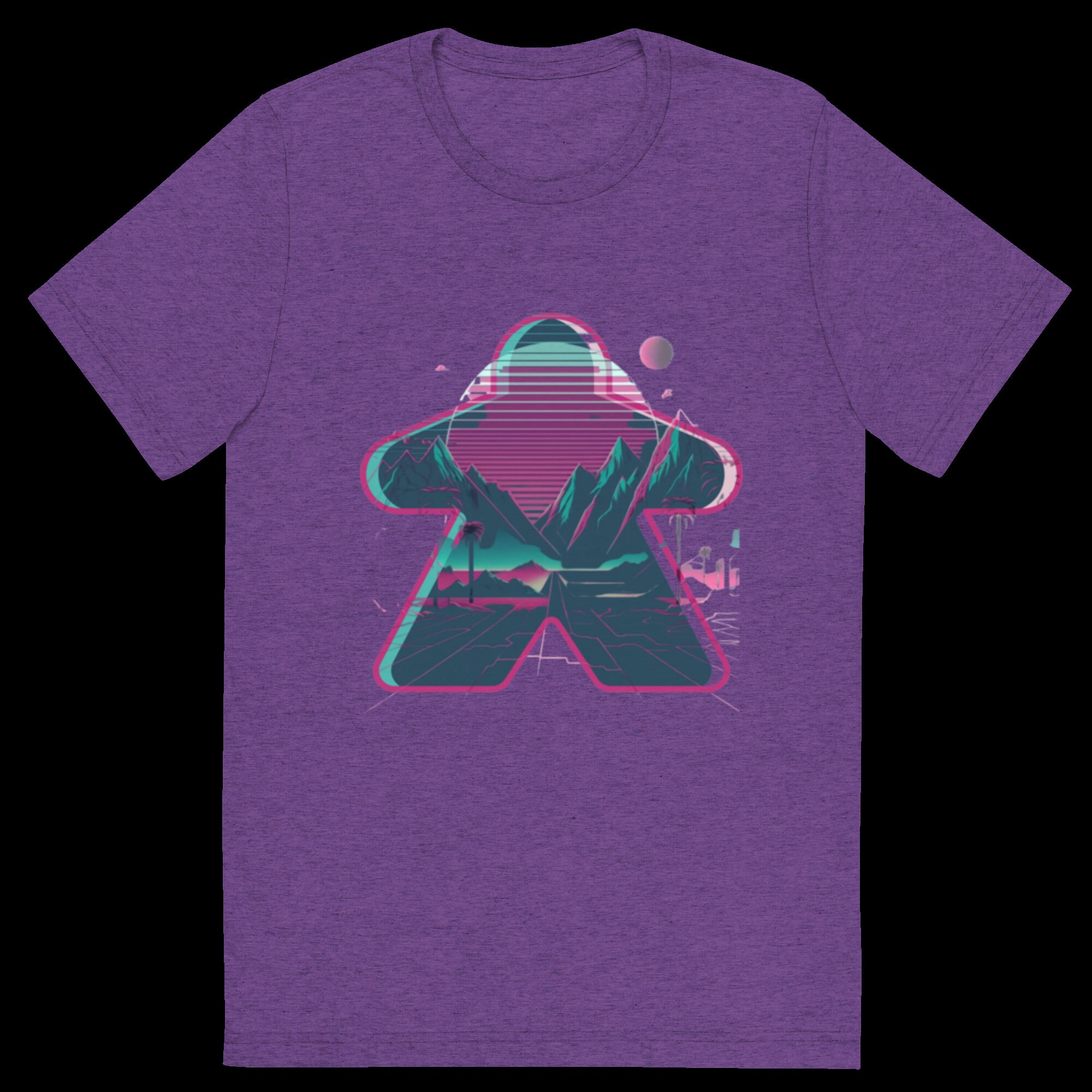 Synthwave Meeple T-shirt - Retro-inspired Board Game T-shirt for Men ...