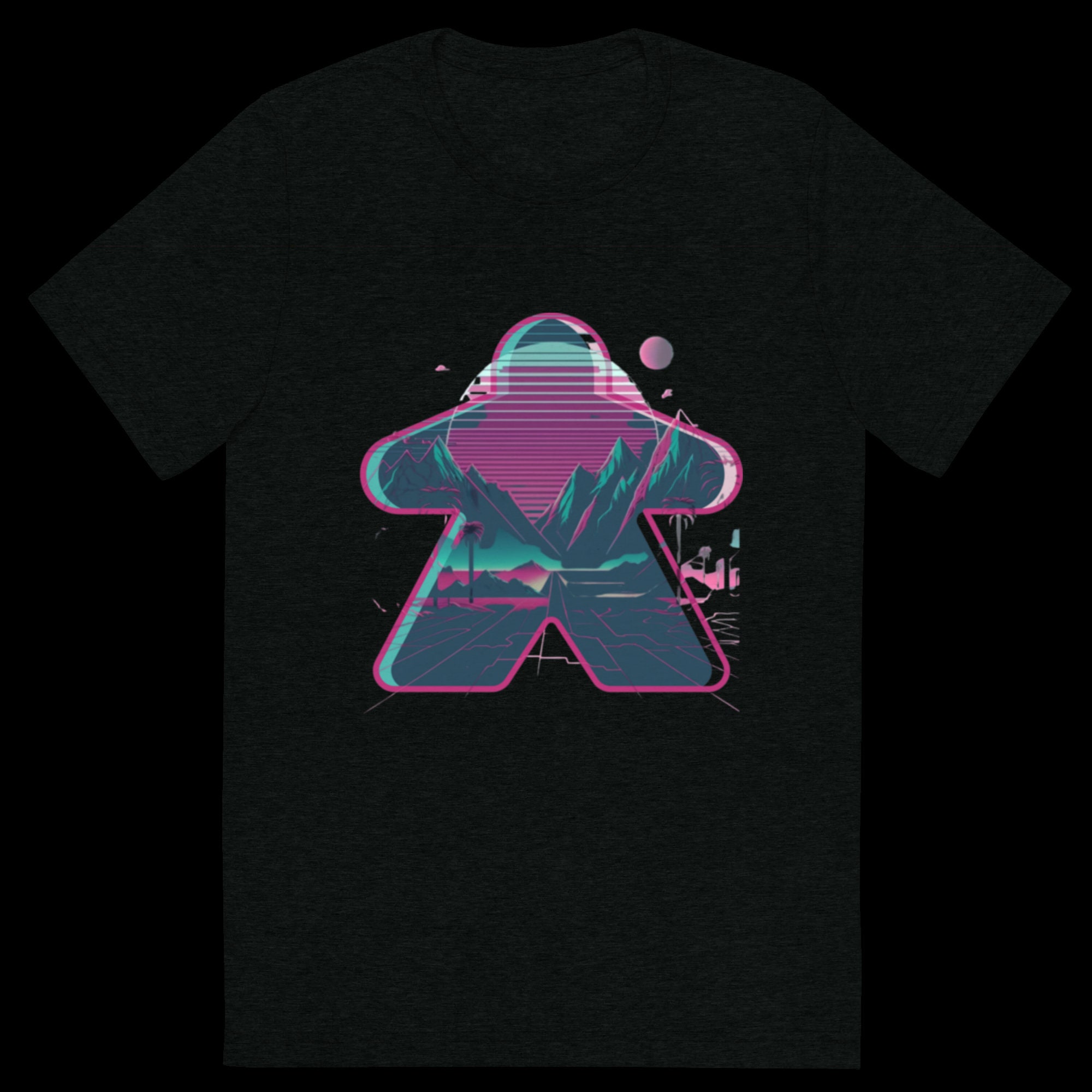 Synthwave Meeple T-shirt - Retro-inspired Board Game T-shirt for Men ...