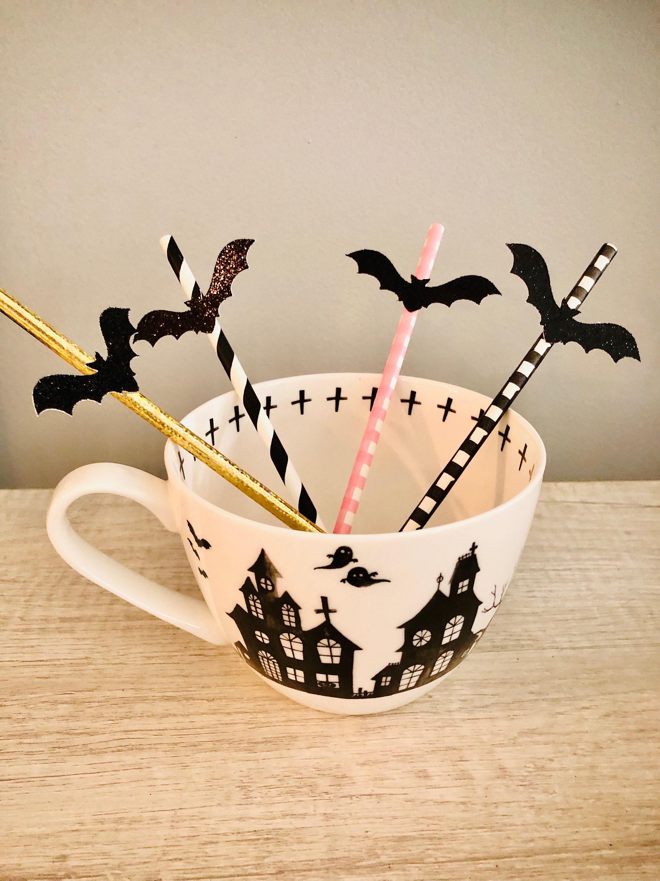 Bat Paper Straws/bat Halloween Straws/halloween Party Decoration/bat ...