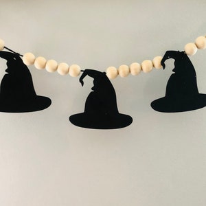 Witch Decoration/witch Garland/wood Bead Garland/halloween Mantle Decor ...