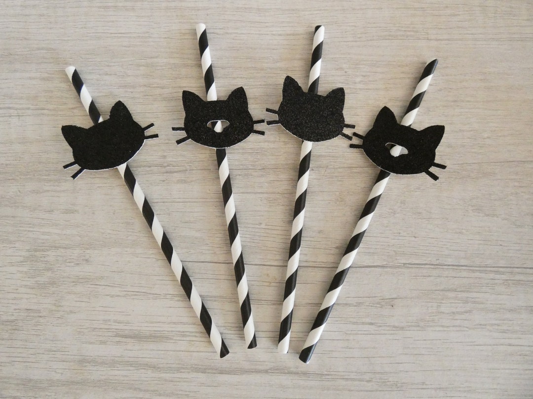 Cat Straws/black Cat Straws/kitty Party/kitty Birthday - Etsy