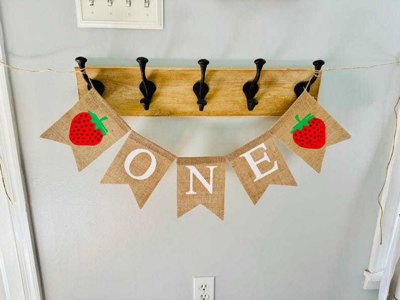 Strawberry Highchair Banner, ONE Party Banner, Strawberry Garland ...