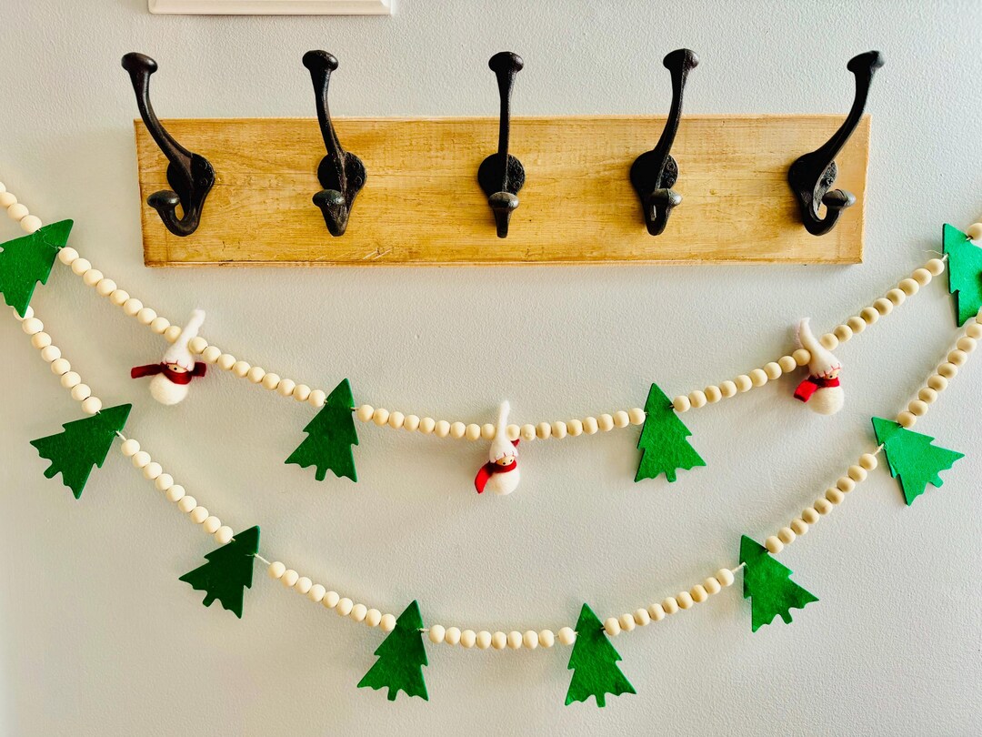 Christmas Tree Garland, Tree Garland, Snowman Garland, Felt Snowman ...