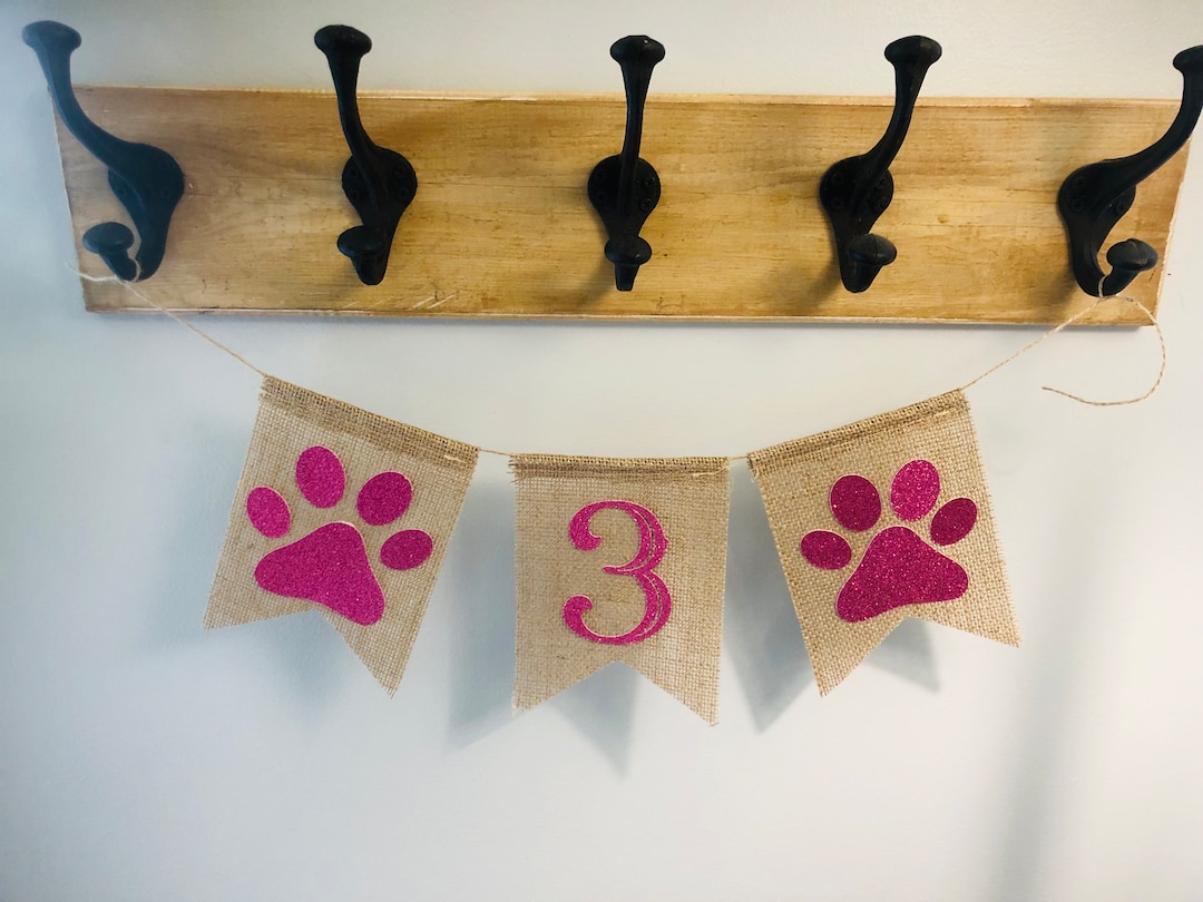 Paw Print Banner/dog Birthday/pet Birthday Banner/dog 1st Birthday/dog ...